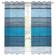 Coastal Style Sheer Curtains 45 Inch Long 2 Panels, Vintage Blue Grey ...