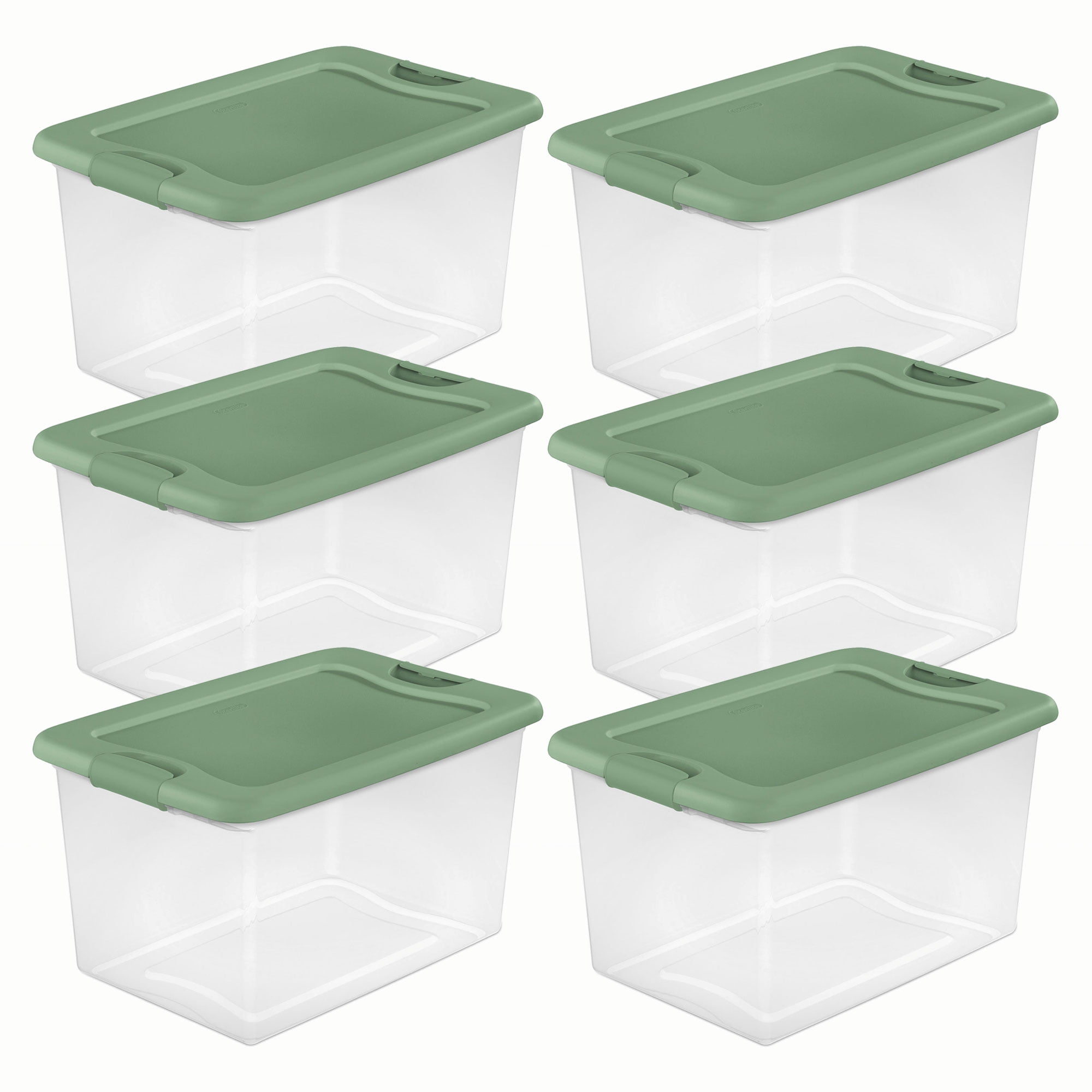 Sterilite 64 Quart Latching Storage Container Tote, Crisp Green (6 Pack ...