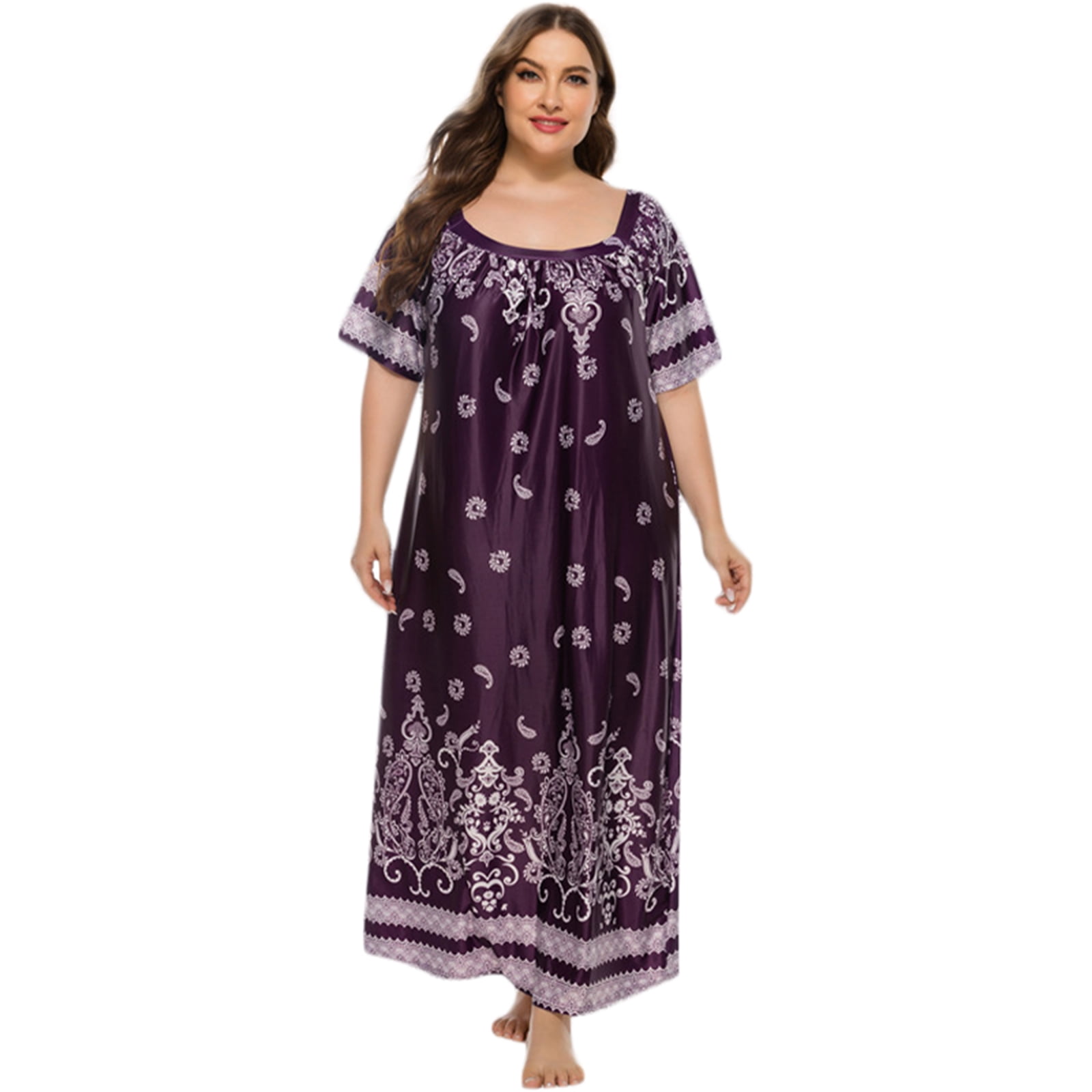 Baywell Women's Plus Size Lounger House Dress Short Sleeve Patio Dress ...