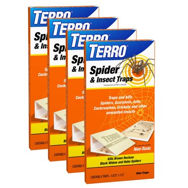 TERRO Indoor & Outdoor Spider & Insect Trap - 4 Traps for Hobo, Brown ...