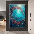 Affixzi Original School of Fish, Abstract Blue Underwater Art, Unframed ...