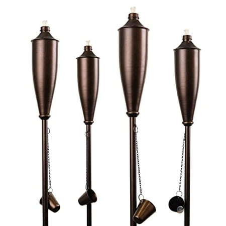 Dusq | Set of 4 Bronze Genie Outdoor Garden Torches/Tiki Style Torch ...