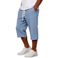ADSSDQ Men's Waffle Capri Pant Baggy Below Knee Summer Sweat Short ...