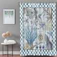 Bathroom Shower Curtain Summer Ocean Nautical Coral Octopus Starfish ...