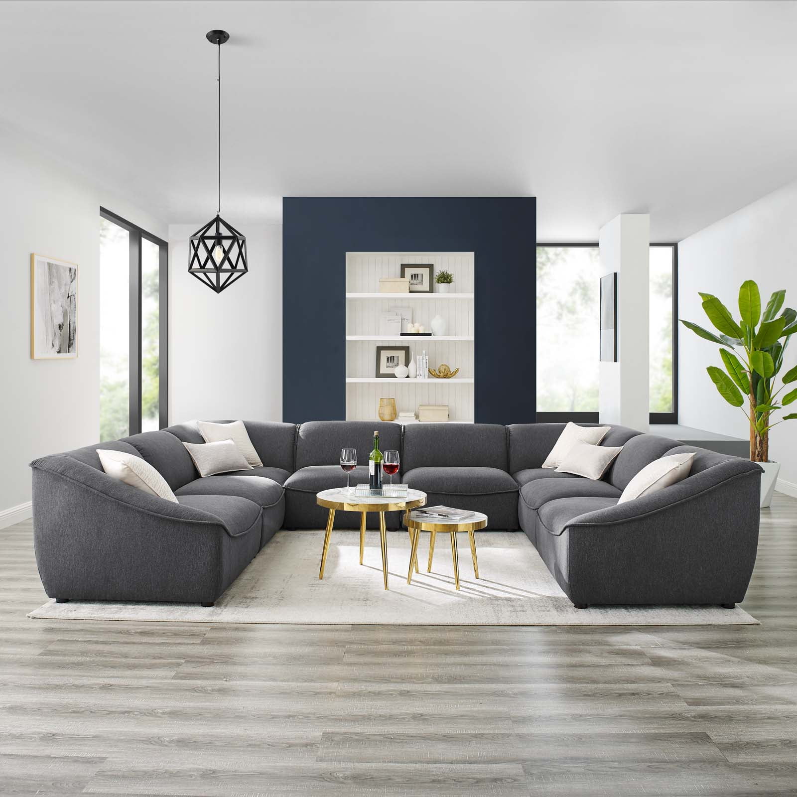 Modway Comprise 8-Piece Sectional Sofa in Charcoal - Walmart.com