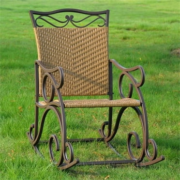 Pemberly Row Outdoor Metal Porch Rocking Chair with High-Back Design ...