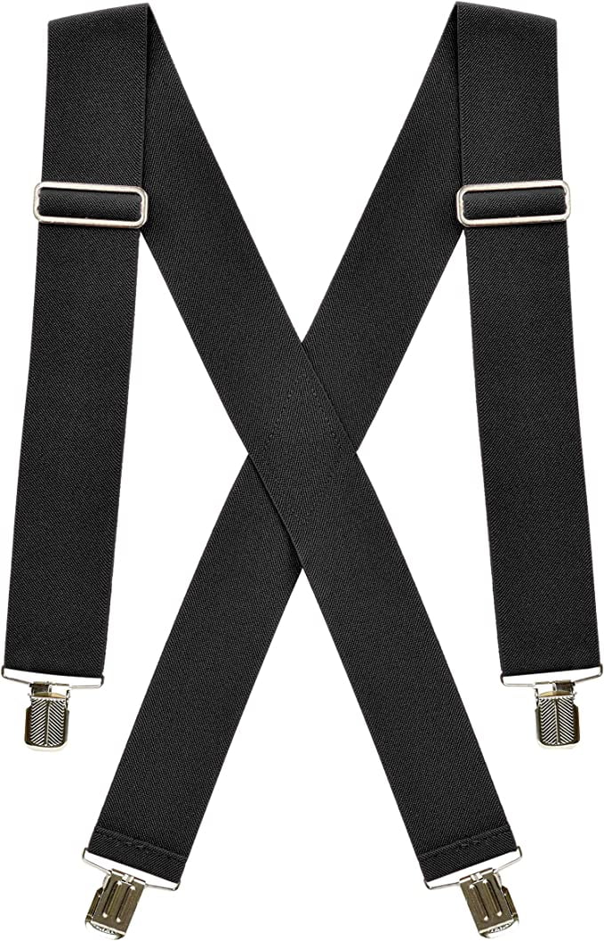 Hold'Em Suspenders for Men Heavy Duty Utility Clips 2" Wide - Black ...