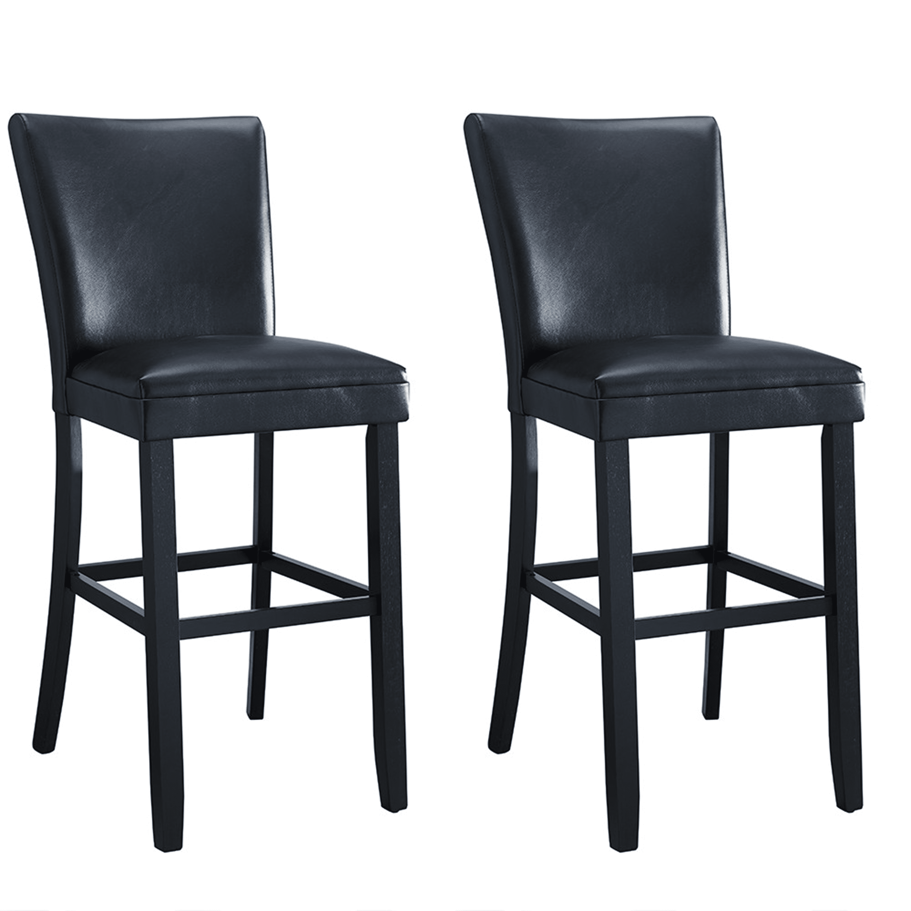 PU Upholstered Counter Height Chair Set of 2, Tufted Fabric Barstools ...