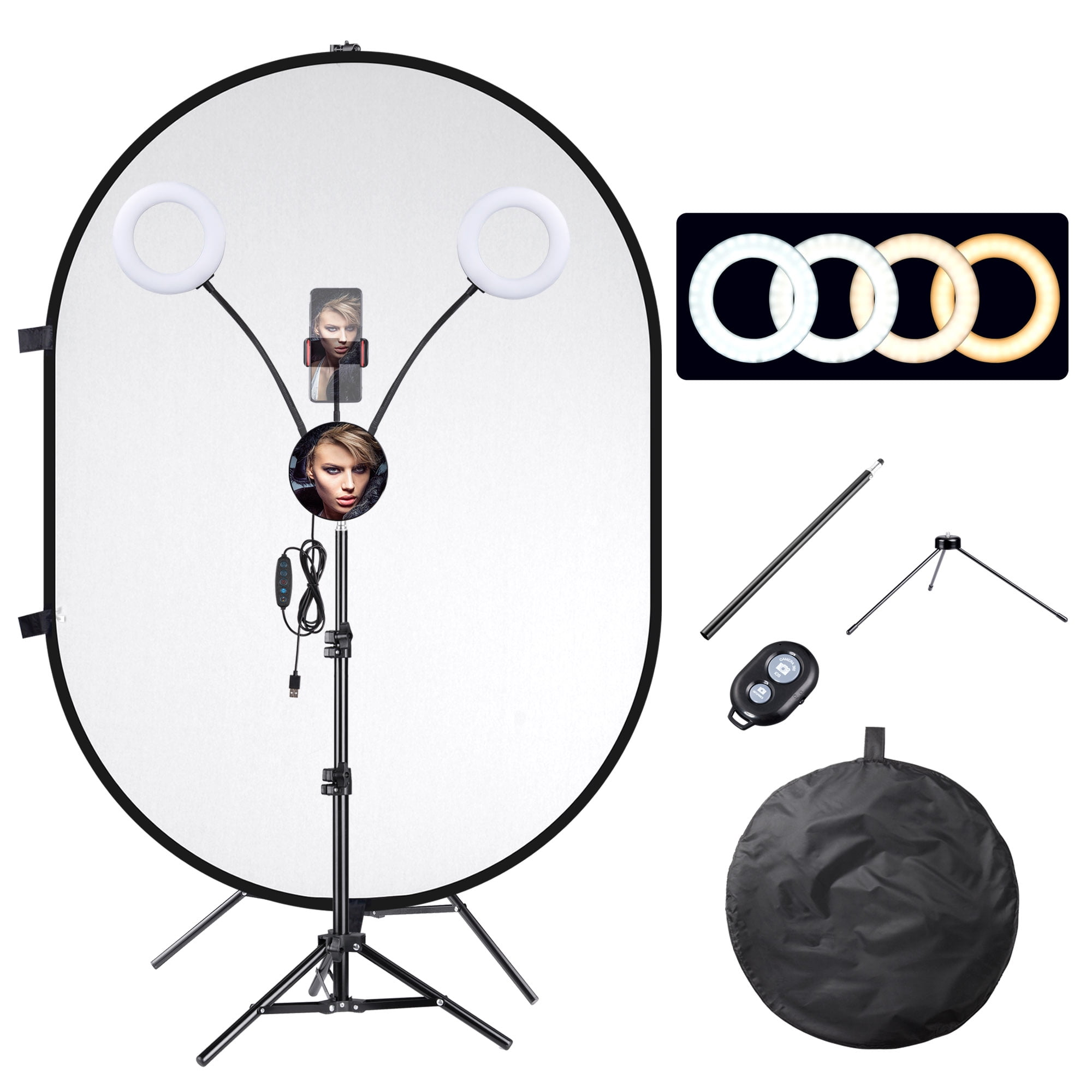 Yescom 7" Ring Light Collapsible Backdrop Kit Black White Chromakey ...