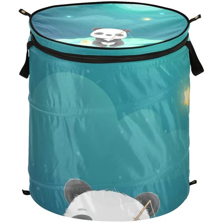 Funny Panda Bear Popup Laundry Hamper with Handles Foldable Clothes ...