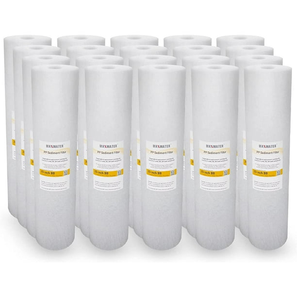 Max Water 20 inch x 4.5 inch, 5 Micron Replacement Sediment Water Filter Cartridge (Pack of 20 ...