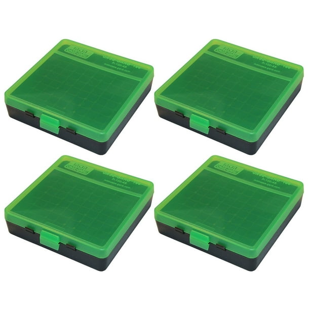 MTM 100 Round Flip-Top 40/45/10MM Cal Ammo Box - Green Black (4 Pack) - Walmart.com