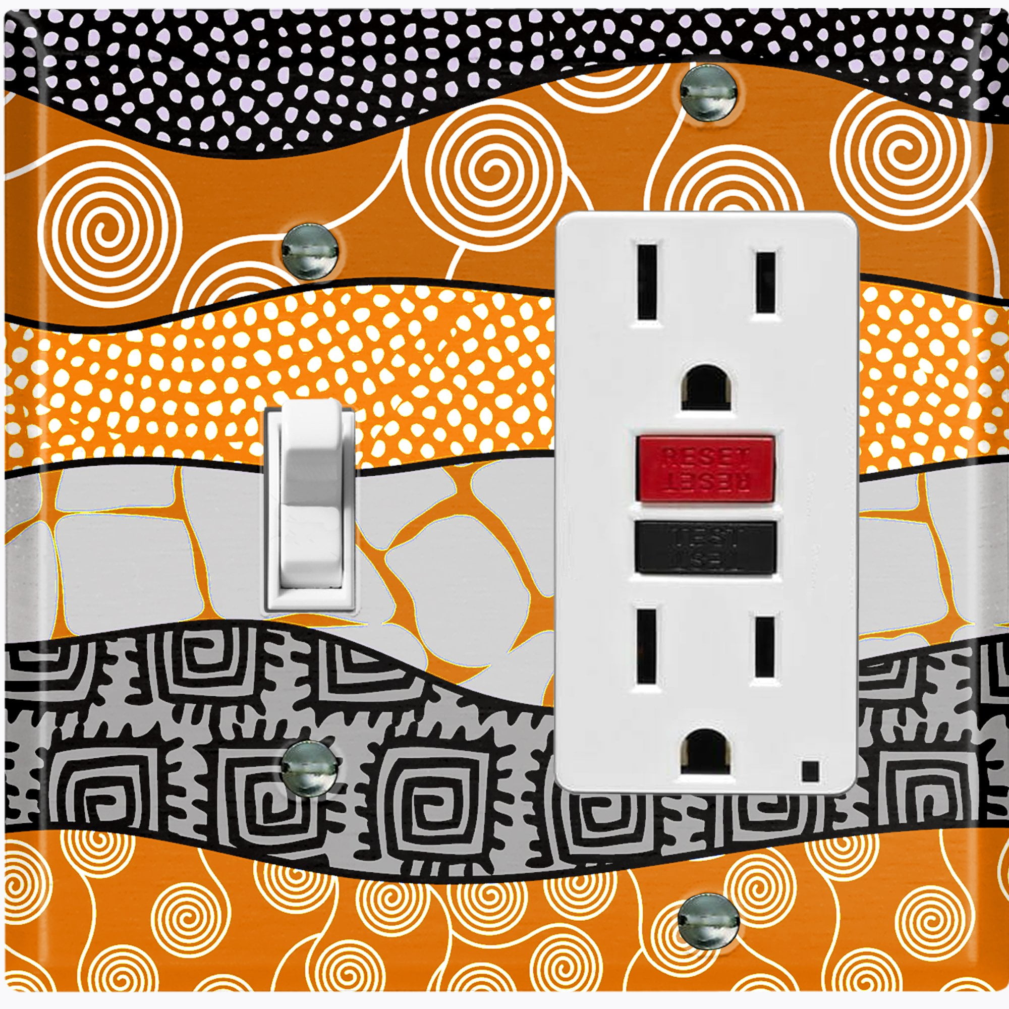 Metal Light Switch Plate Cover Colorful Safari African Tribal Art ...