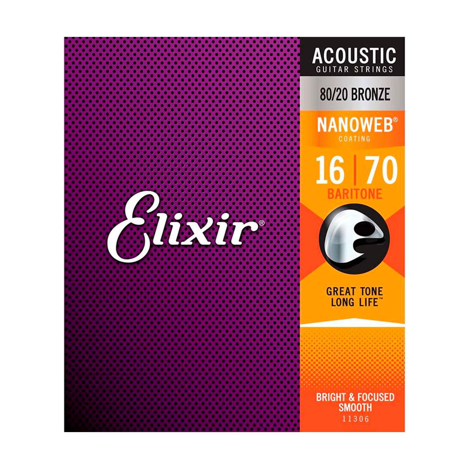 ELIXIR Paquete de 3 Sets de Cuerdas para Guitarra Acústica Nanoweb ...