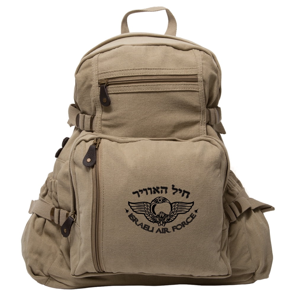 Israeli Air Force Army Sport Heavyweight Backpack Bag in Khaki & Black ...