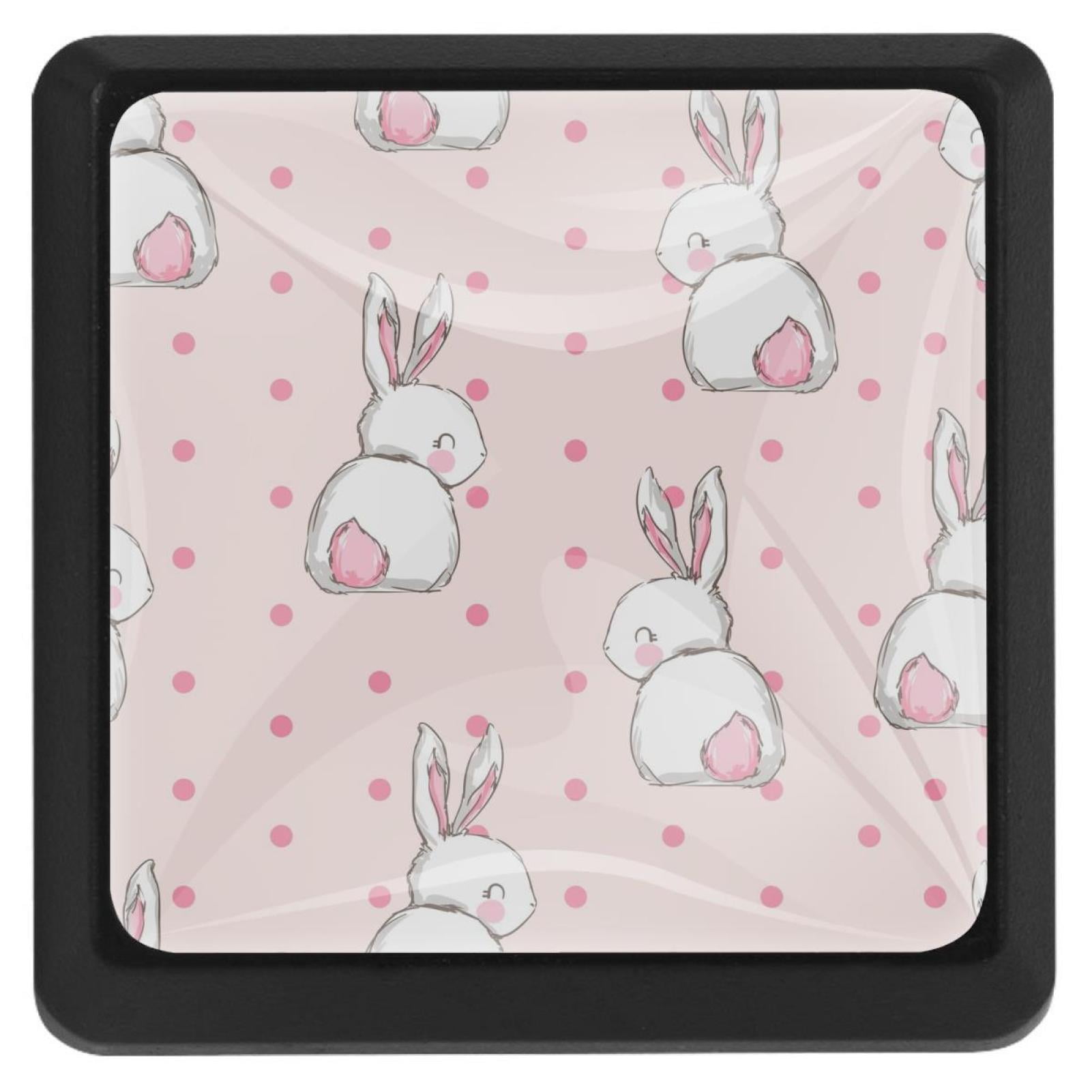 3 Pack Cute Bunny Rabbit Square Cabinet Door Knobs Decor for Cupboard ...