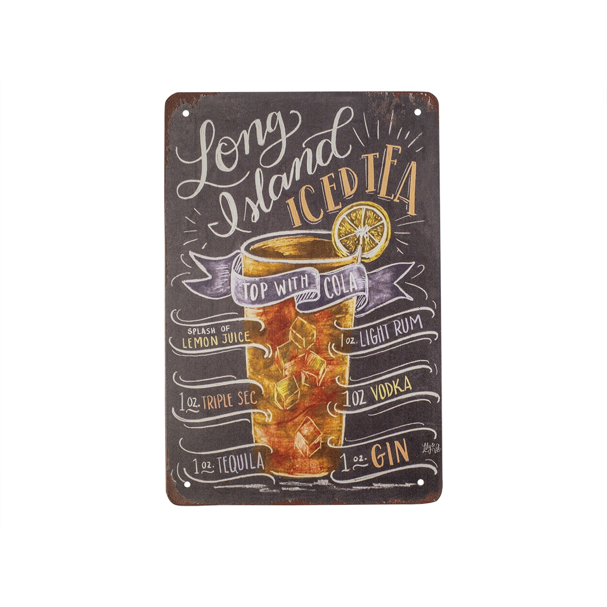 8x12 Retro Long Island Iced Tea Recipe Metal Sign Classic Alcohol Drink ...