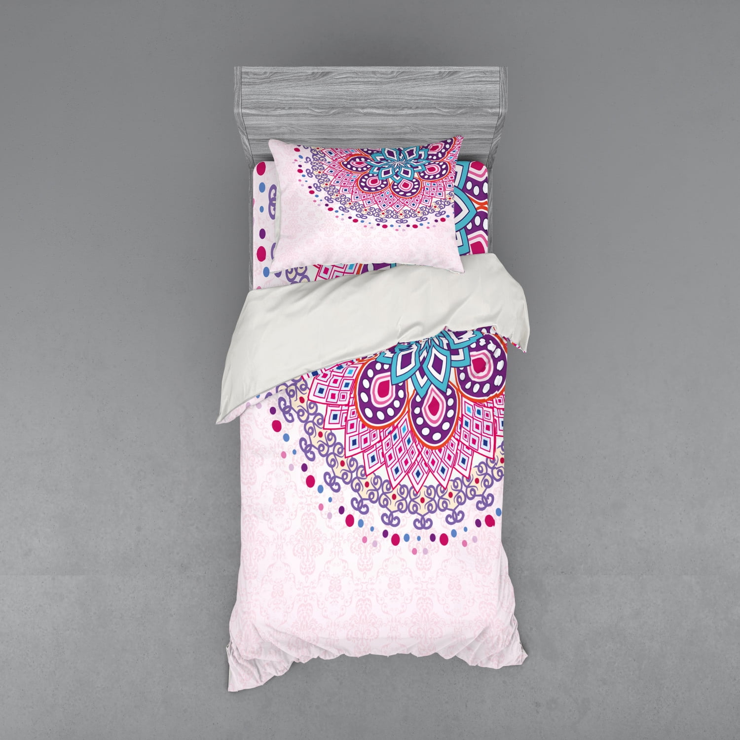 Ambesonne Mandala Bedding Set 3 Pcs, Ornamental, Twin, Pale Pink Purple ...