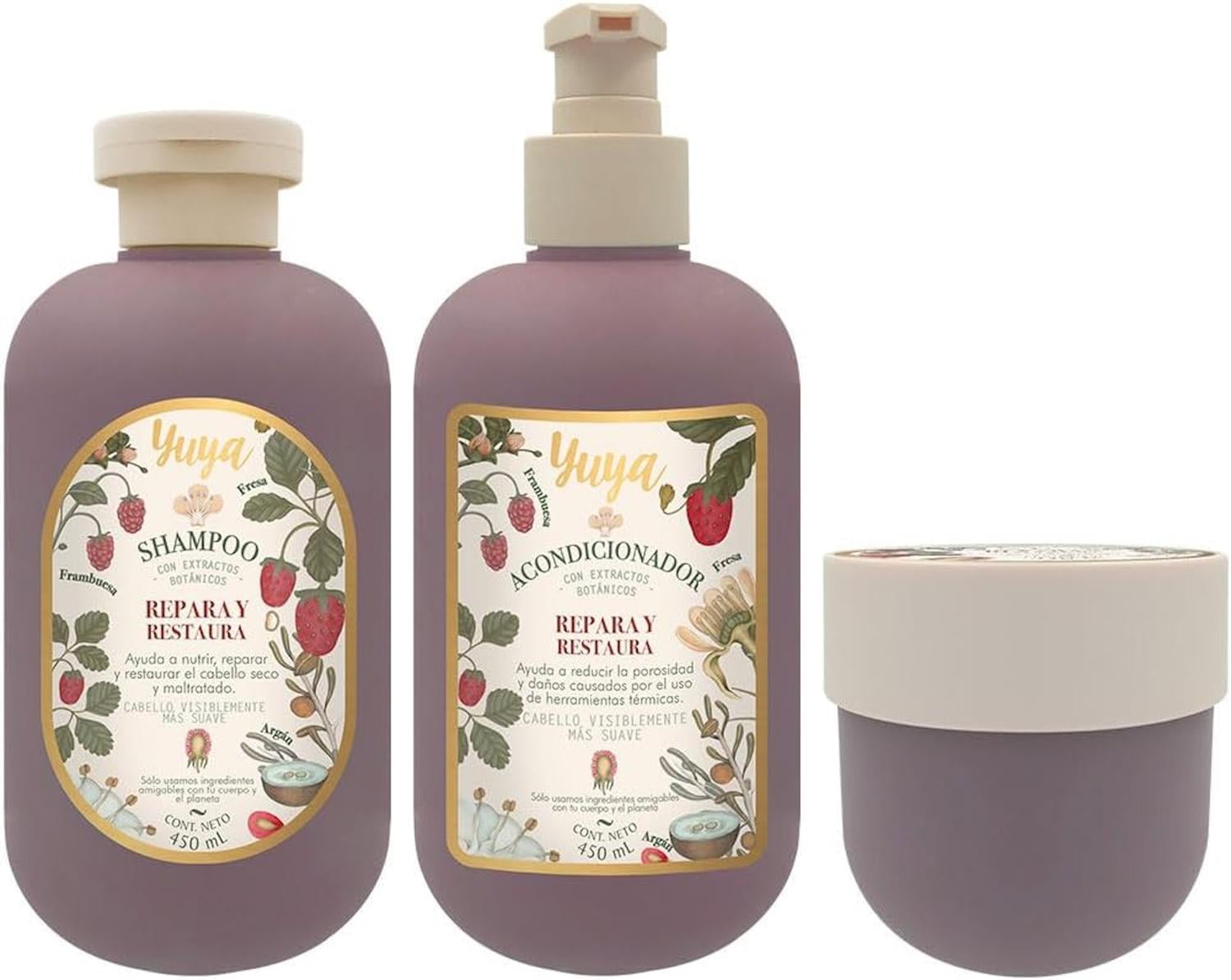 Kit Shampoo mascarilla acondicionador Repara y Restaura Yuya lila ...