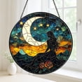 Night Sky Moon Stained Glass Suncatcher – Artistic Window Decor ...