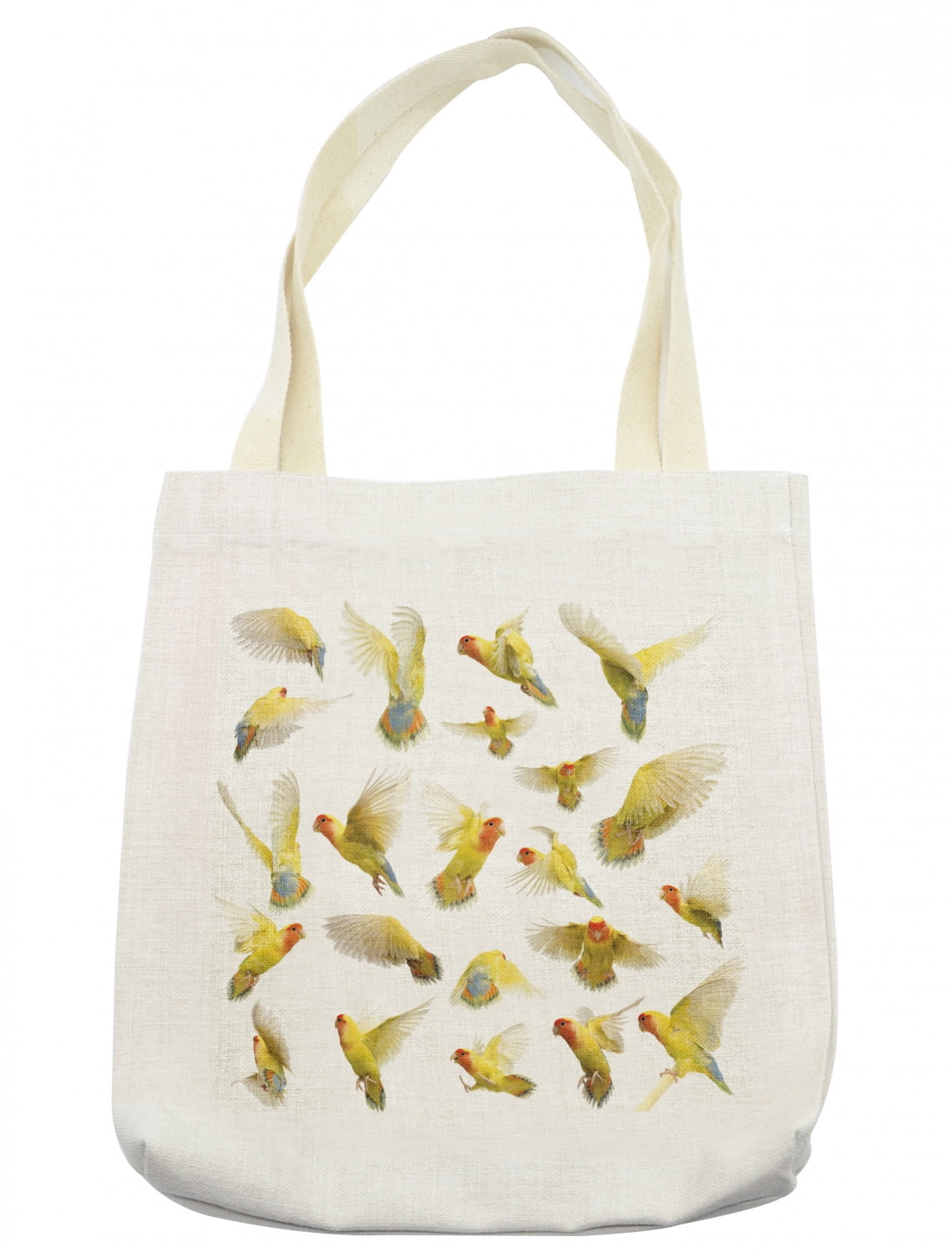 Birds Tote Bag, Composition of Flying Rosy Peach Faced Love Birds Wild ...