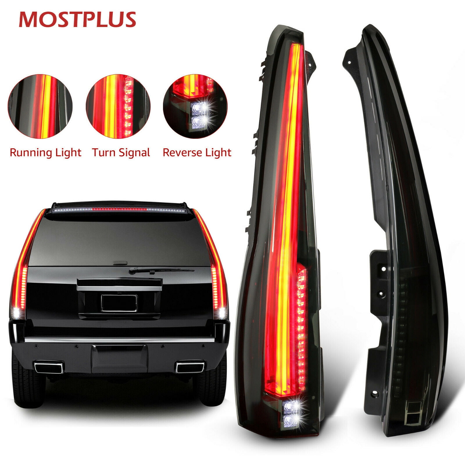 Smoked Tinted LED Tail Lights for Cadillac Escalade 2007-2014 Assembly ...
