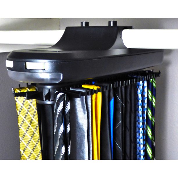Electric Revolving Tie Rack w/ LED Light - Holds 64 Ties, Belts, Scarfs ...