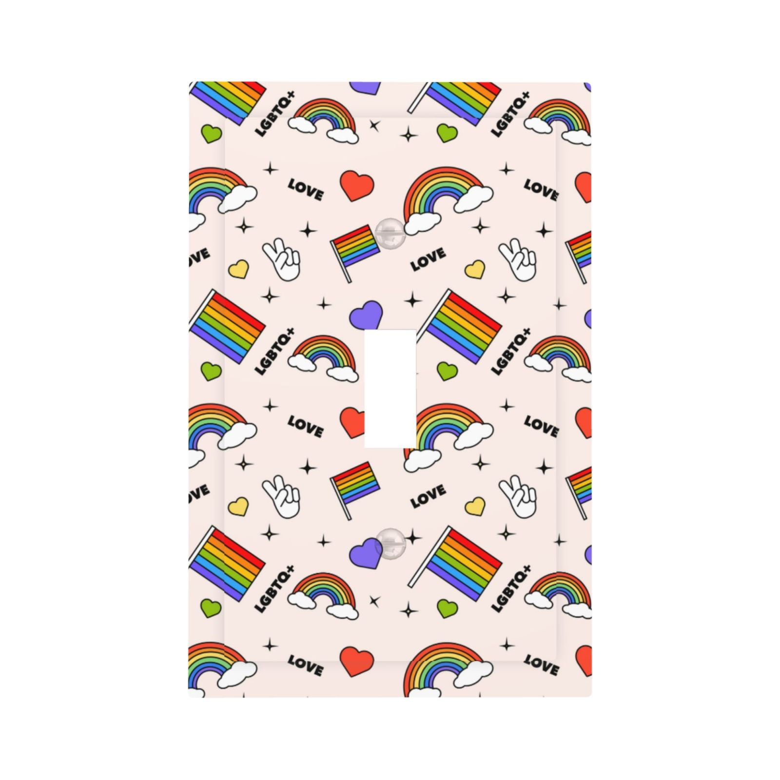 DouZhe 1-Gang Toggle Switch Wallplate, Rainbow Hearts LGBTQ Love ...