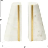 Creative Co-Op Decorative White Marble Bookends with Brass Inlay ...