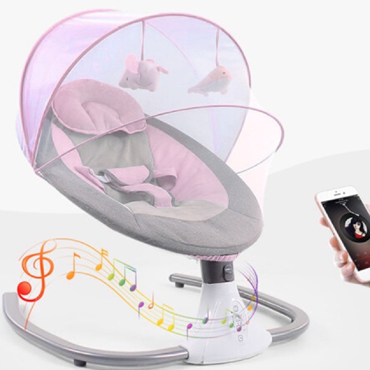 Electric Baby Swing, Infant Bouncer Chair with 12 Lullabies, Bluetooth ...
