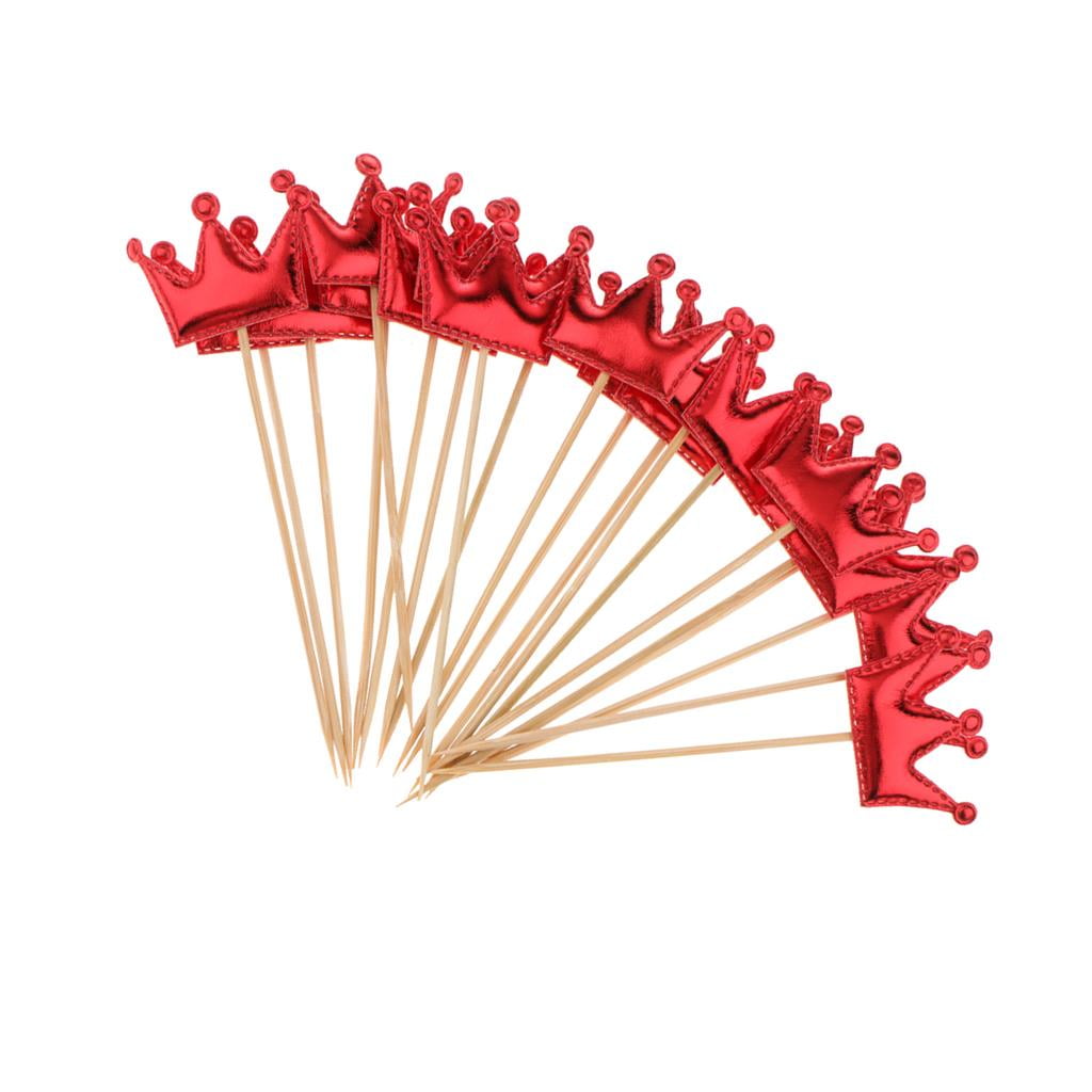 Paquete de 20 PU de material cuero Crown Cake Topper Home Postre Muffin ...