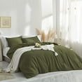 King Size 3-Piece Olive Green Duvet Comforter Set, Soft Lightweight ...
