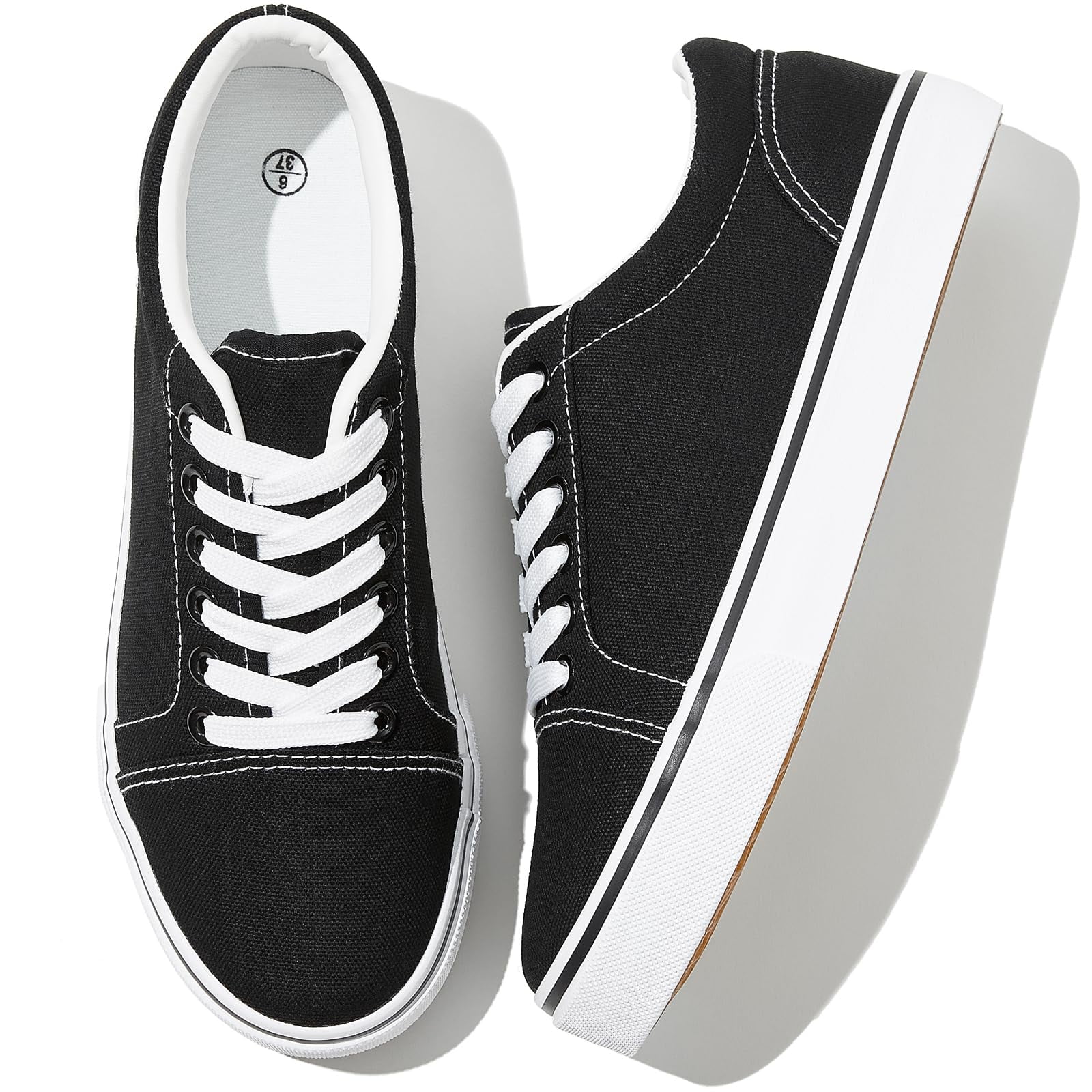 Zapatos de lona Shupua para mujer, zapatillas casuales negras US 9.5 ...