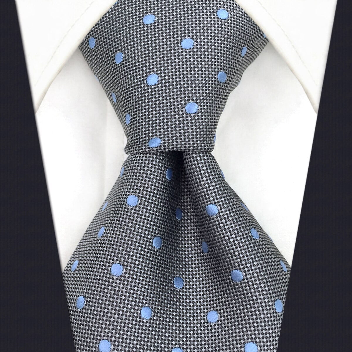 Mens Tie Grey Blue Dots Neckties for Men Silk Classic Size 57.5 inches ...