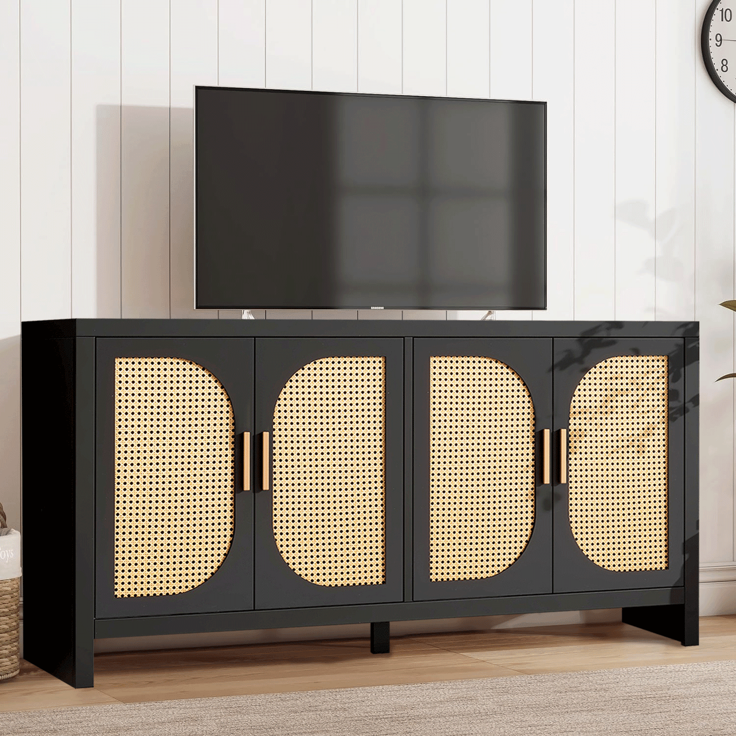 OUBAYAJIA Media Console Television Stand Modern Style For Large TVs up to 65
