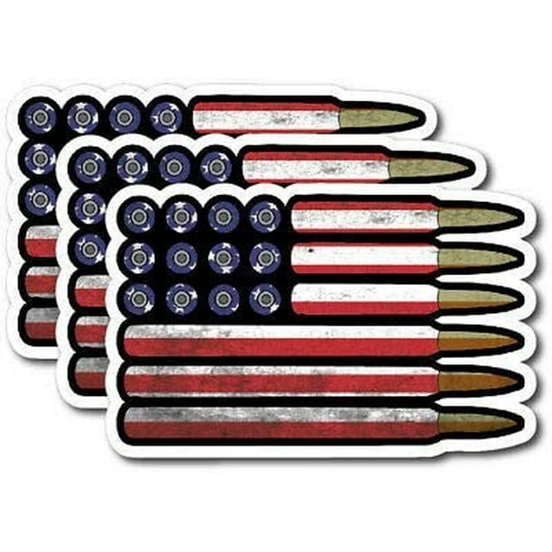 American Flag Bullet Ammo Vinyl Decal Bumper Sticker Car Window US ...