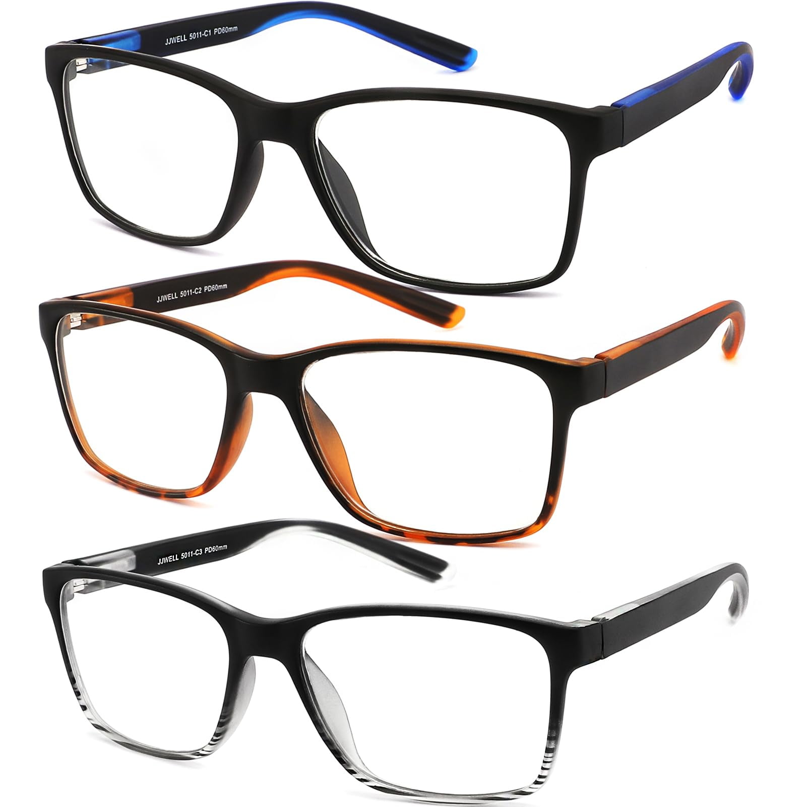 Gafas de lectura JJWELL Blue Light Block, paquete de 3 para hombre ...