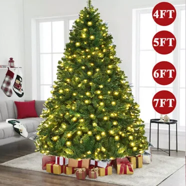Yaheetech 4.5ft Pre-lit Artificial Christmas Tree with Multicolored LED ...