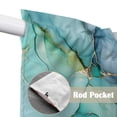 Abstract Teal Swag Curtain Valance for Window 2 Panels Blue Gold Marble ...