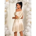 Apricot Satin One Shoulder Mini Dress With Ornamental Buckle Belt ...