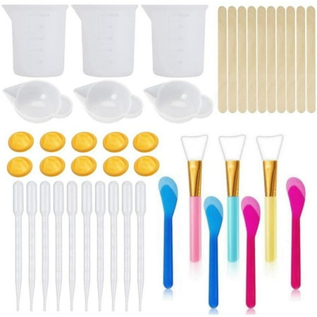 43PCS Resin Mixing Tool Kit - Silicone Measuring Cups for Epoxy Resin ...