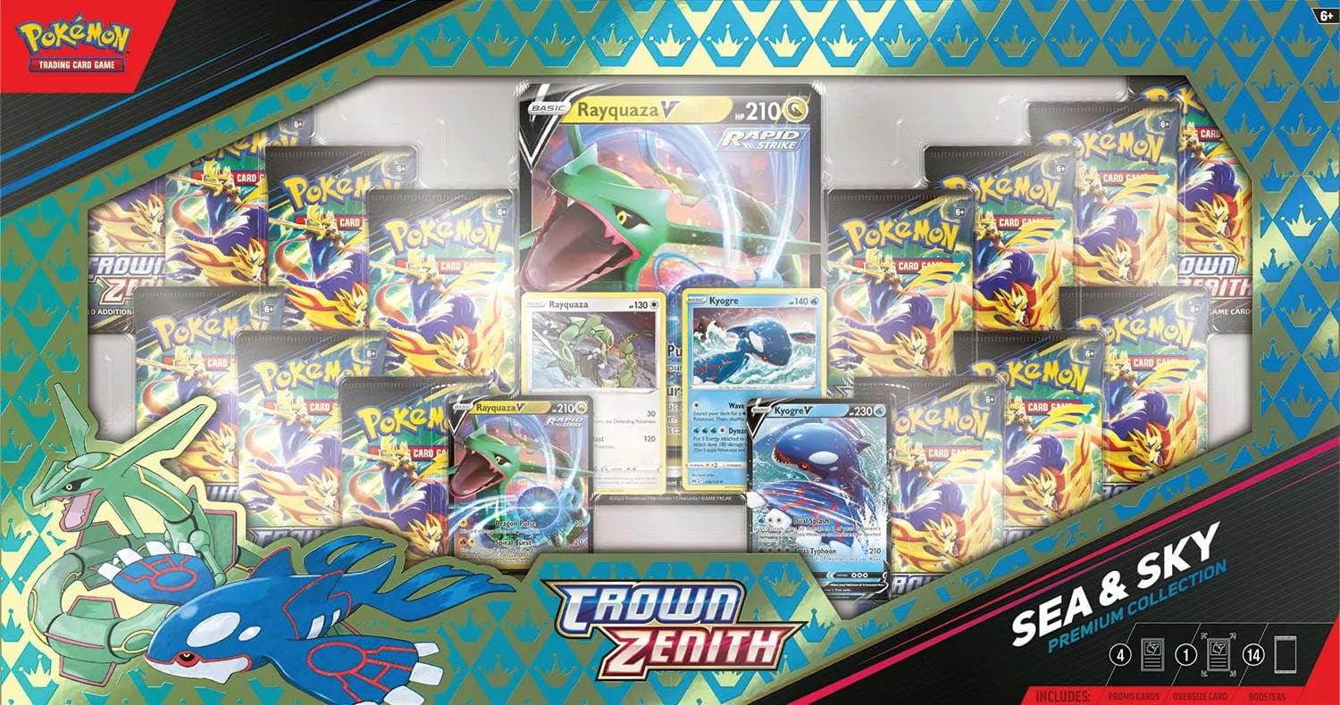 Juego de cartas coleccionables Pokemon Crown Zenith Sea & Sky Premium ...