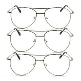 EYE ZOOM 3 Pack Metal Frame Aviator Style Reading Glasses with Spring ...