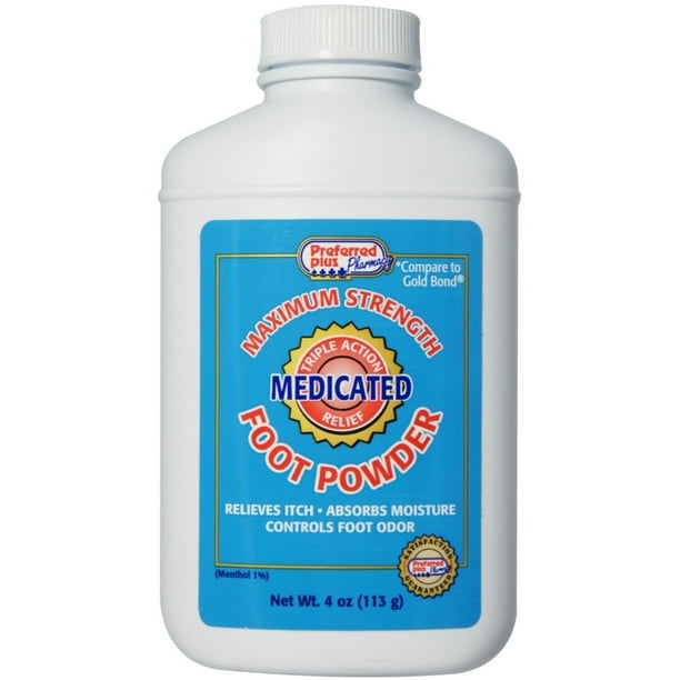 Foot Powder Medicated, Maximum Strength 4 oz - Walmart.com - Walmart.com