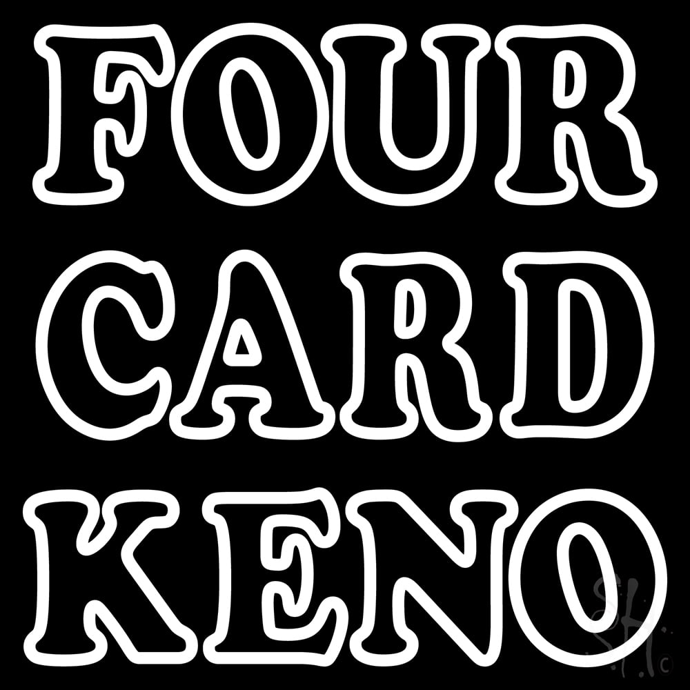 Four Card Keno LED Neon Sign 24 x 24 - inches, Black Square Cut Acrylic ...