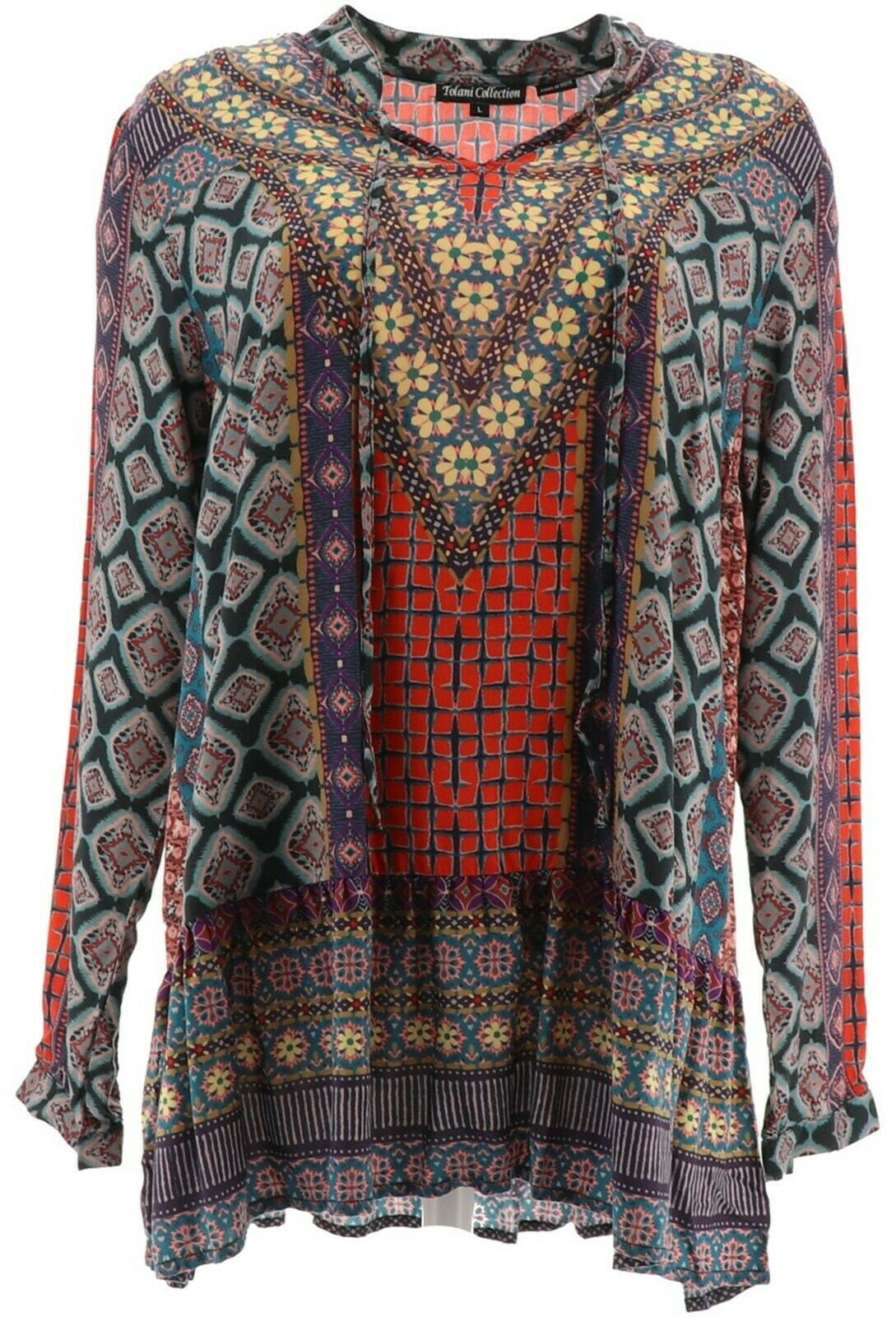 Tolani - Tolani Collection Printed Woven Tunic Ruffle Hemline Women's ...