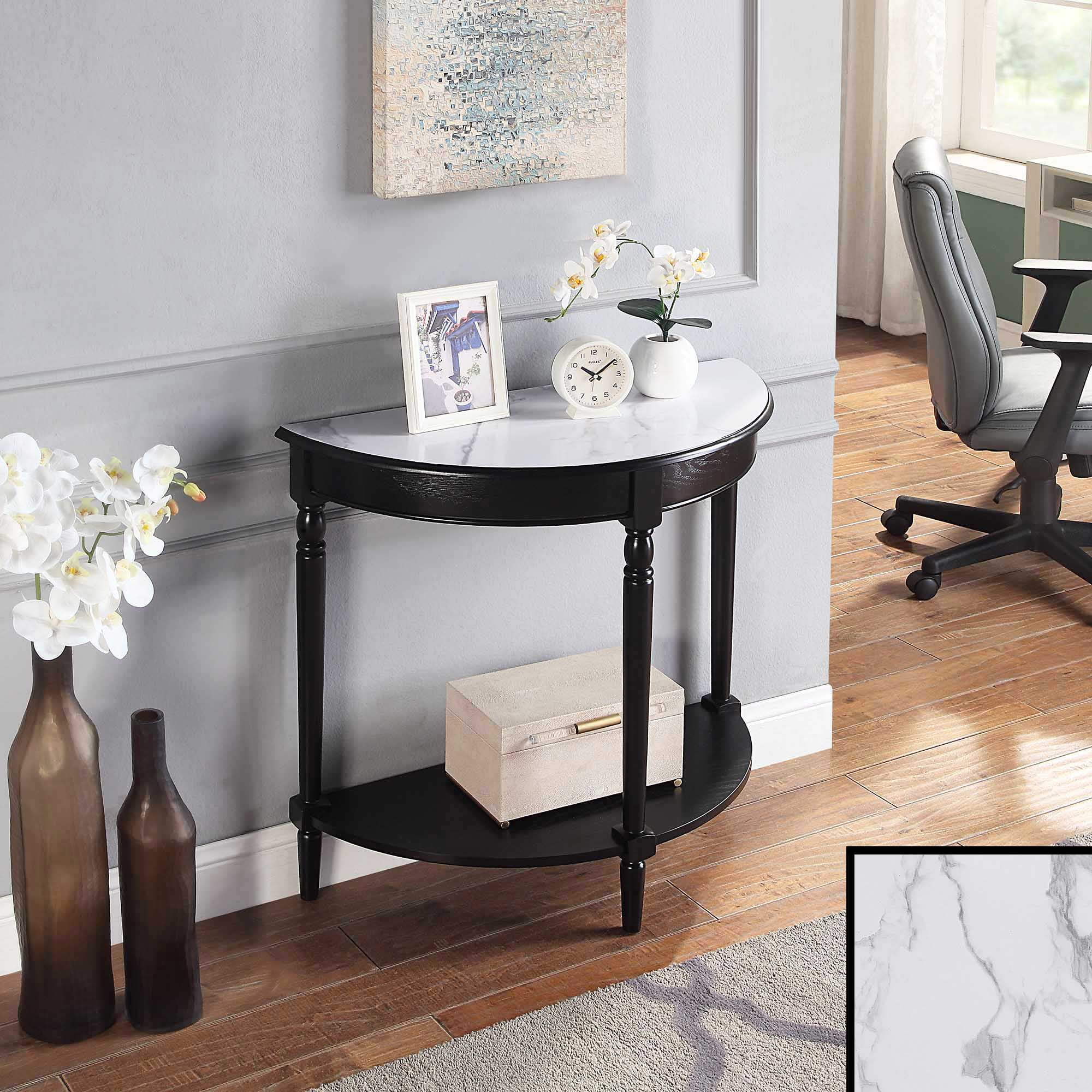 French Country Half-Round Entryway Table with Shelf - Walmart.com