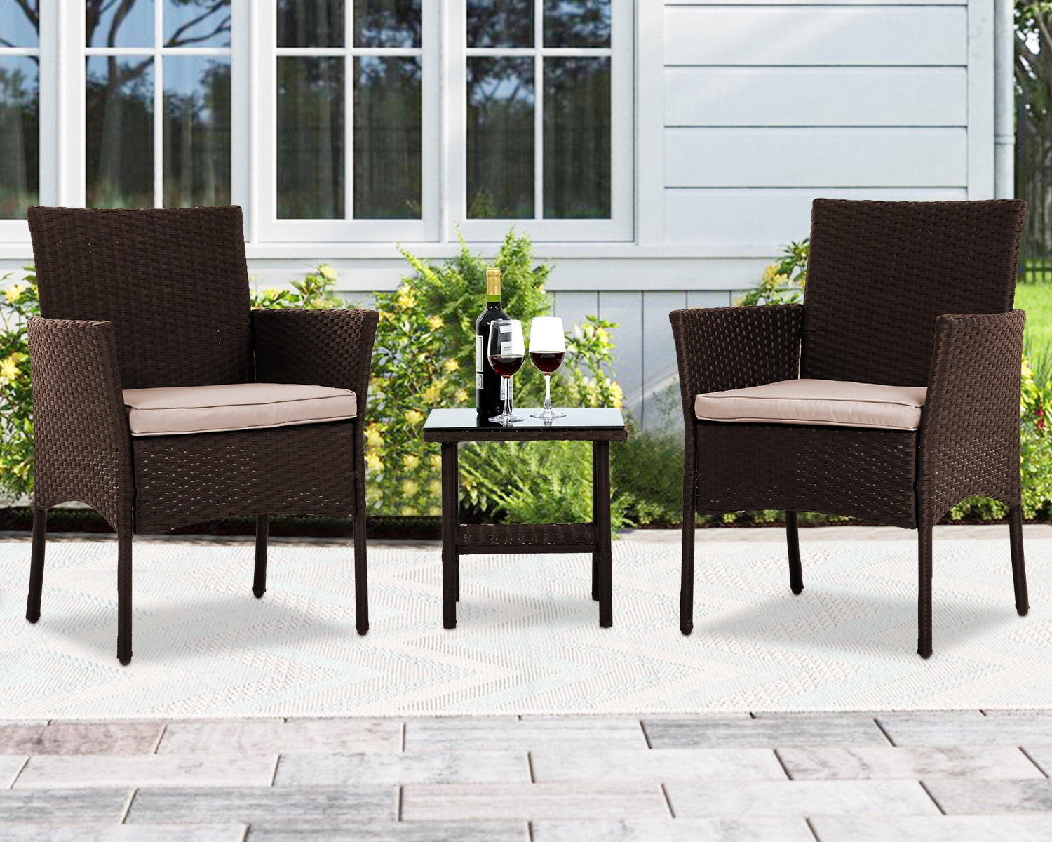 3 Pieces Wicker Outdoor Patio Furniture Sets, Wicker Conversation Sets ...