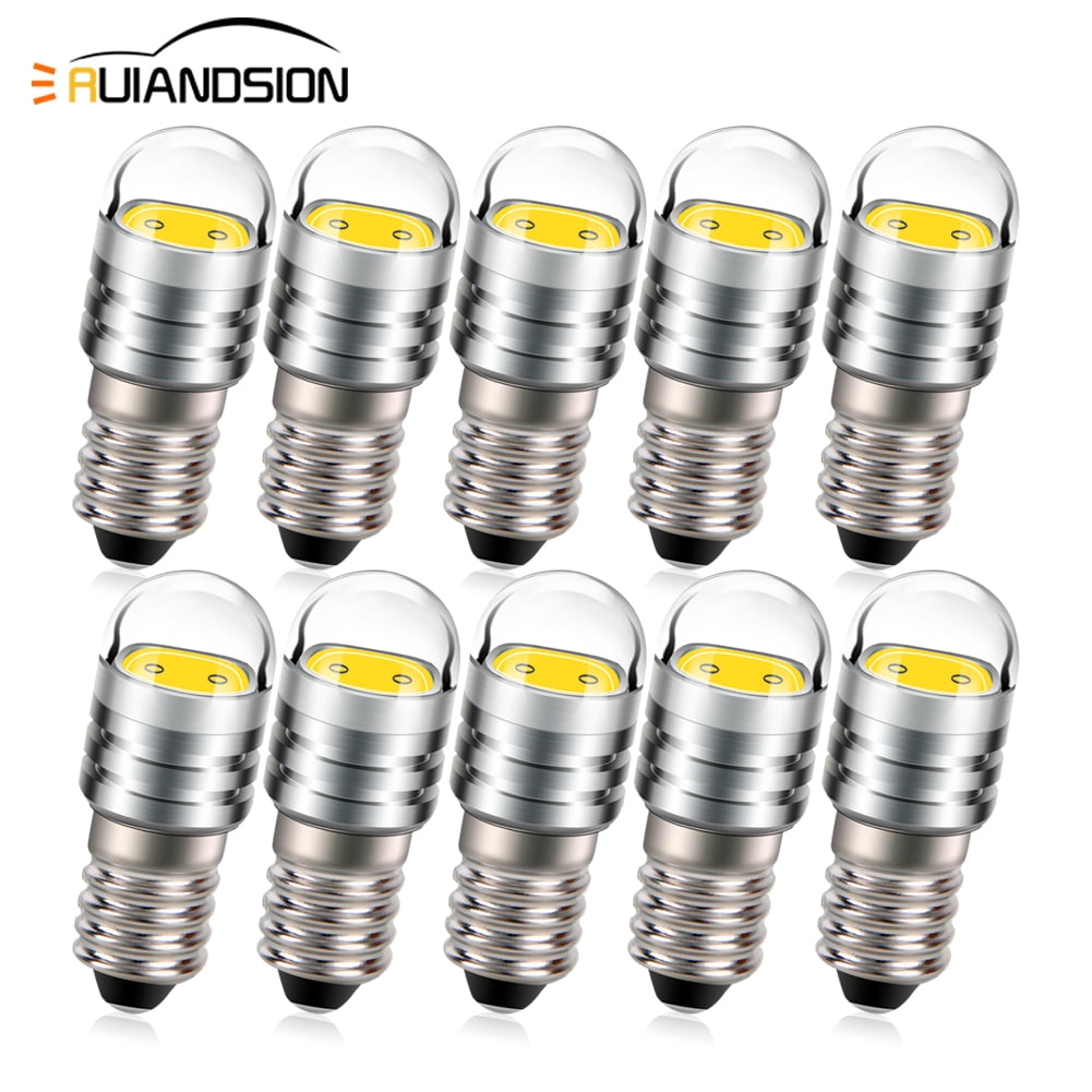 Ruiandsion E10 Flashlight Bulb 3V Warm White Instrument Bulb Indicator ...