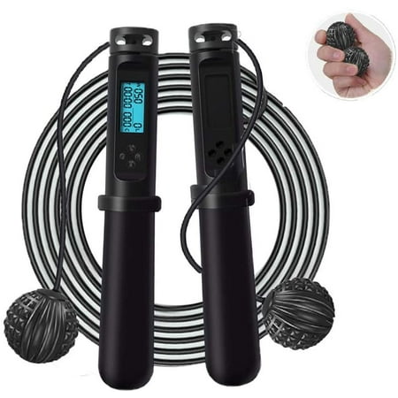 Electronic Counting Jump Rope with Corded or Cordless Jumping,Weighted ...